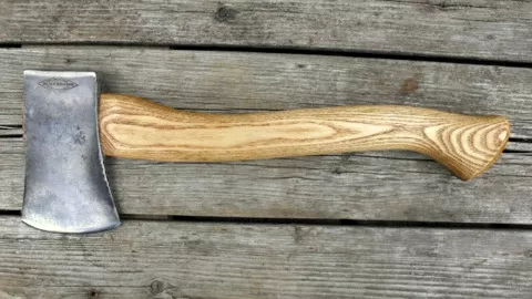 restored vintage axes and hatchets